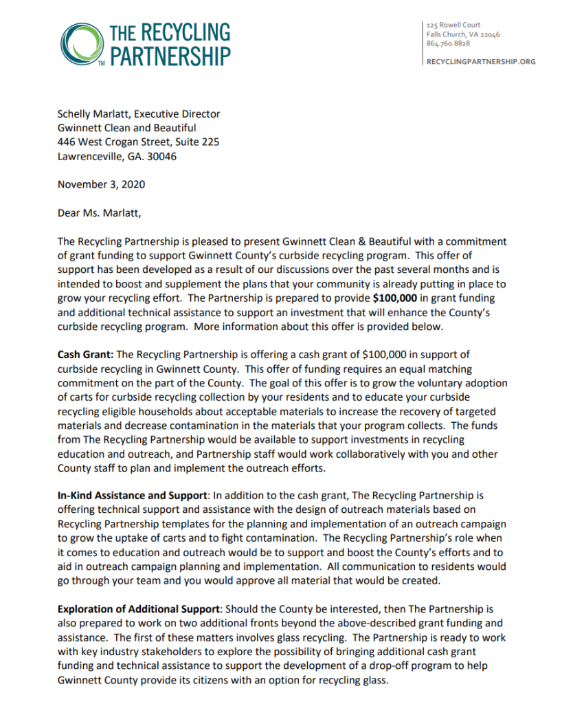 County Secures a Grant for Recycling Education - Gwinnett County Recycles